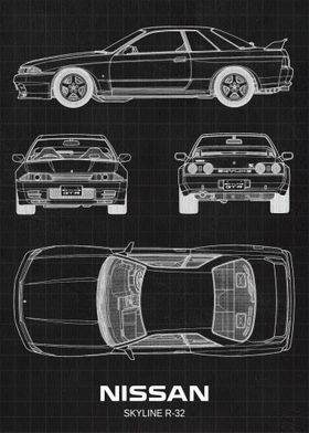 'Nissan Skyline R32' Poster by MICHAEL BRUNS PLATES | Displate