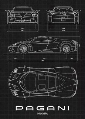 'Pagani Huayra' Poster by MICHAEL BRUNS PLATES | Displate