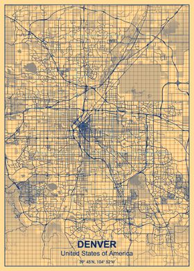 'denver paper grid map' Poster by Project X | Displate