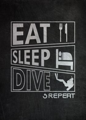 'Eat Sleep Dive Repeat' Poster by PosterWorld | Displate