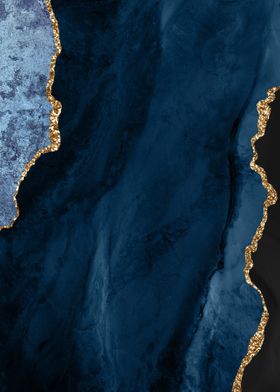 'Navy Gold Agate 01' Poster by Aloke Design | Displate