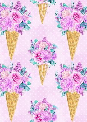 'Floral Ice Cream 11' Poster by Aloke Design | Displate
