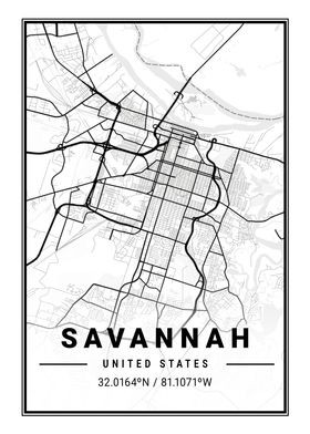 'Savannah Light City Map' Poster by Tien Stencil | Displate