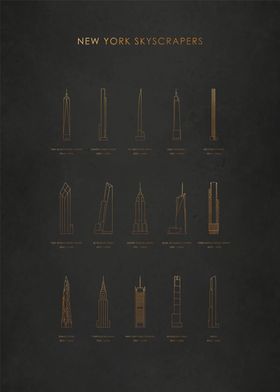 'New York Skyscrapers Chart' Poster by Alo | Displate