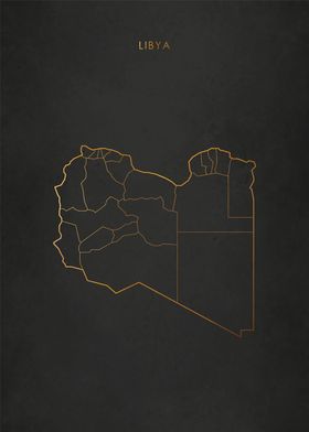 'Gold Libya Map' Poster by Alo | Displate