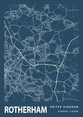 'Rotherham Blueprint Street' Poster by Tien Stencil | Displate