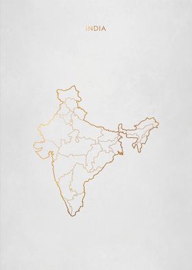 'Gold India Map' Poster by Alo | Displate