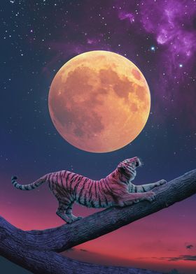 'Tiger And Moon' Poster by Kaya | Displate