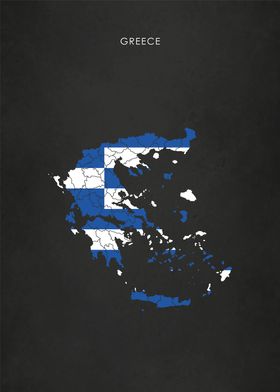'Greece Flag Map' Poster by Alo | Displate