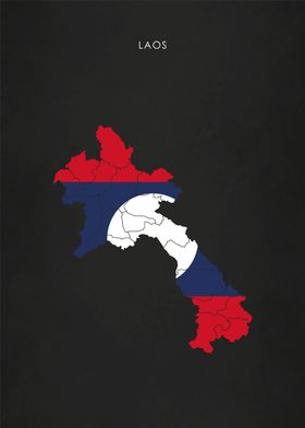 'Laos Flag Map Poster' Poster by Alo | Displate