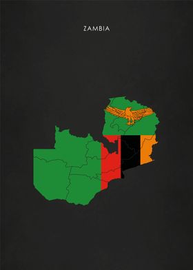 'Zambia Flag Map' Poster by Alo | Displate