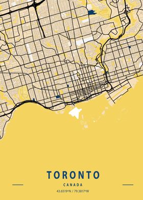 'Toronto Yellow City Map' Poster by Tien Stencil | Displate