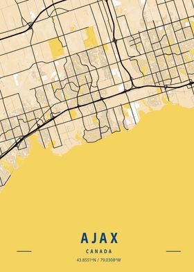 'Ajax Yellow City Map' Poster by Tien Stencil | Displate