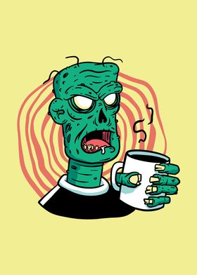 'Zombie Drinking Coffee' Poster by StonerPlates | Displate