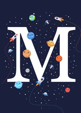 'alphabet M outer space' Poster by Yahya Art | Displate