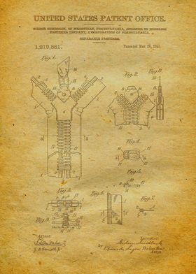'40 Zipper Patent Patent' Poster by Kaleigh Leannon | Displate