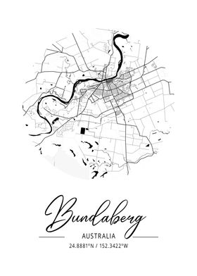 'Bundaberg Area City Map' Poster by Tien Stencil | Displate