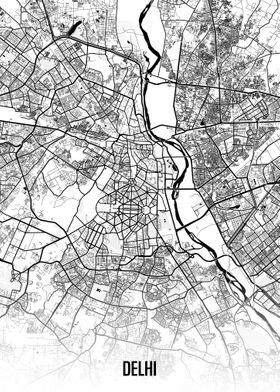 'Delhi map' Poster by Stefano Lunghi | Displate