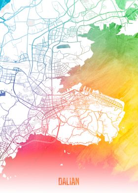 'Dalian map' Poster by Stefano Lunghi | Displate
