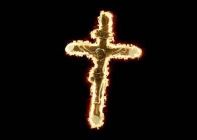 'Christ cross burning fire ' Poster by Gianfranco Grenar | Displate