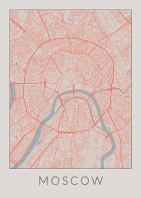 'Moscow Vintage Map' Poster by dkDesign | Displate