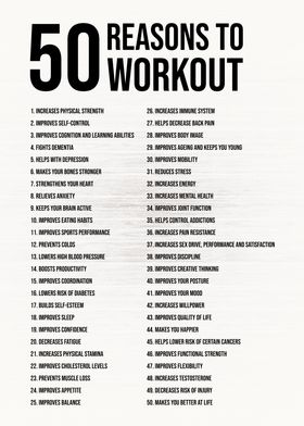 '50 Reasons To Workout' Poster by CHAN | Displate