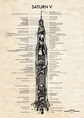 'SATURN V VINTAGE PAPER' Poster by Atomic Chinook | Displate