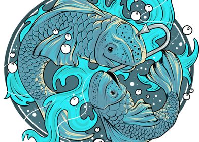 'Abstract Blue Fish ' Poster by Stephen Bredenkamp | Displate