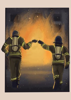 'FIREFIGHTERS FIST BUMP' Poster by StonerPlates | Displate