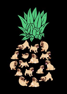 'Pug Pineapple' Poster by schmugo | Displate