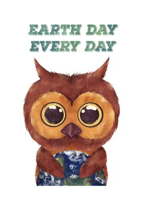 'Earth day Owl' Poster by XandYart | Displate