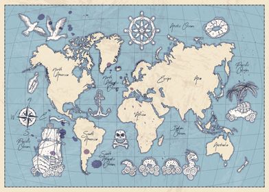 'Pirate map' Poster by Sam Kal | Displate
