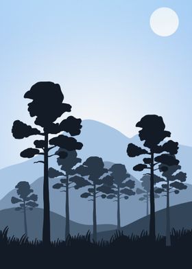 'Forest Trees by Mountains' Poster by Max Ronn | Displate