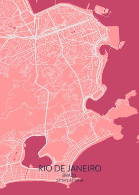 'Rio de Janeiro Pink Map' Poster by dkDesign | Displate