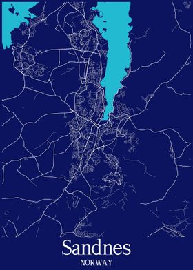 'Sandnes City Map Norway' Poster by Max Ronn | Displate