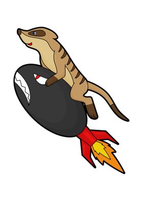 'Meerkat Flying Rocket' Poster by Markus Schnabel | Displate