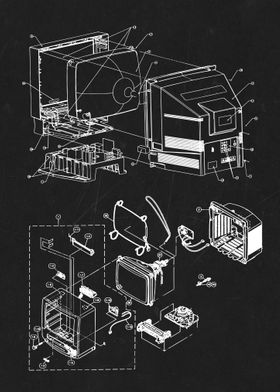 'Old television blueprint' Poster by Designersen | Displate