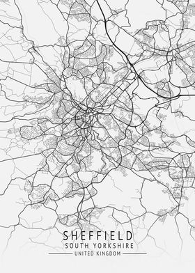 'Sheffield City Map UK' Poster by Max Ronn | Displate