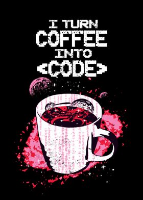 'Coffee space coding' Poster by Simon Darren | Displate