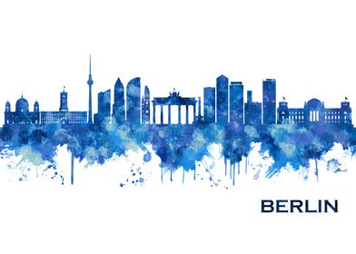 'Berlin Germany Skyline Blu' Poster by Towseef Dar | Displate