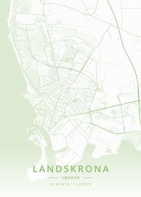 'Landskrona Sweden' Poster by Designer Map Art | Displate