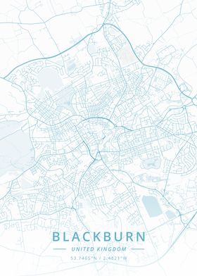 'Blackburn United Kingdom' Poster by Designer Map Art | Displate