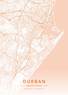 'Durban South Africa' Poster by Designer Map Art | Displate
