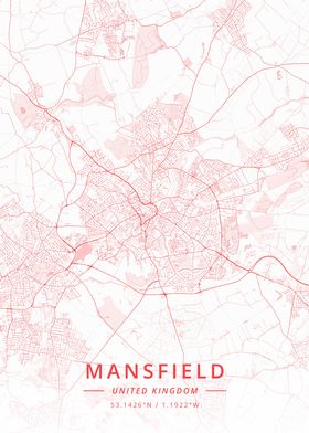 'Mansfield United Kingdom' Poster by Designer Map Art | Displate