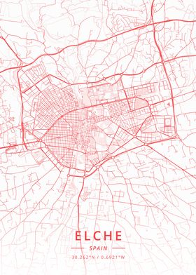 'Elche Spain' Poster by Designer Map Art | Displate