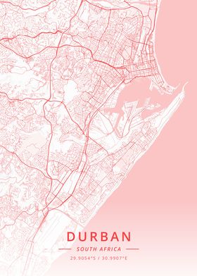 'Durban South Africa' Poster by Designer Map Art | Displate