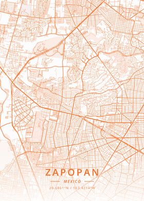 'Zapopan Mexico' Poster by Designer Map Art | Displate