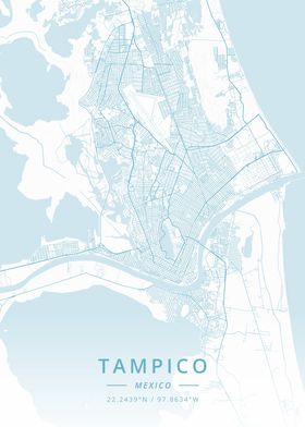 'Tampico Mexico' Poster by Designer Map Art | Displate