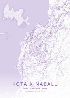 'Kota Kinabalu Malaysia' Poster by Designer Map Art | Displate
