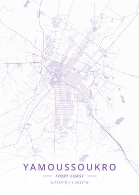 'Yamoussoukro Ivory Coast' Poster by Designer Map Art | Displate